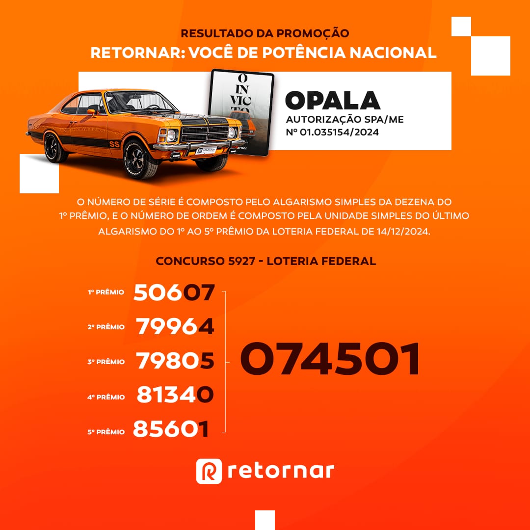 Quem Ganhou o GM Opala Laranja da Retornar? - Retornar - Transformando Vidas